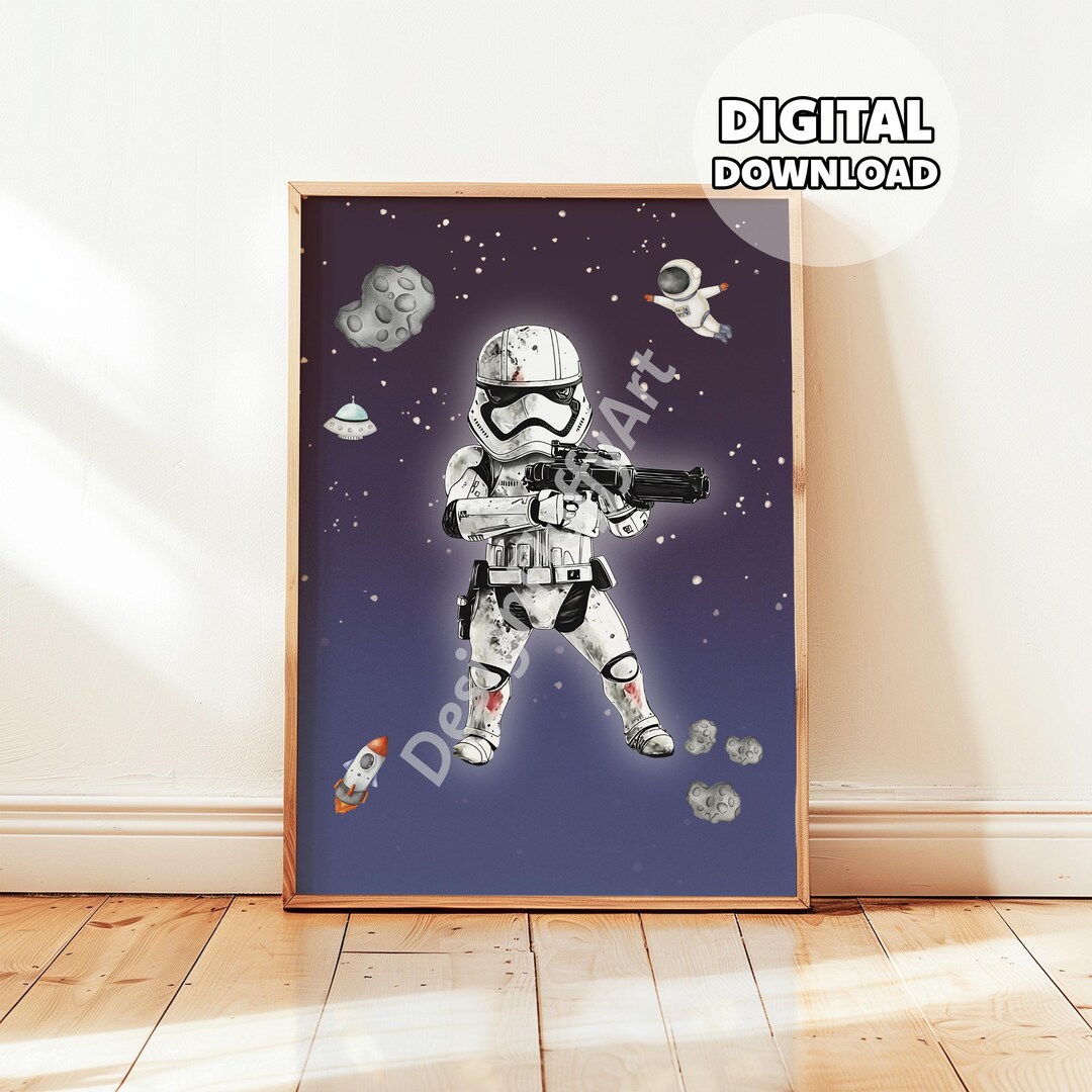 Stormtrooper Digital Poster – Printable Wall Art for Kids Room, Galaxy ...