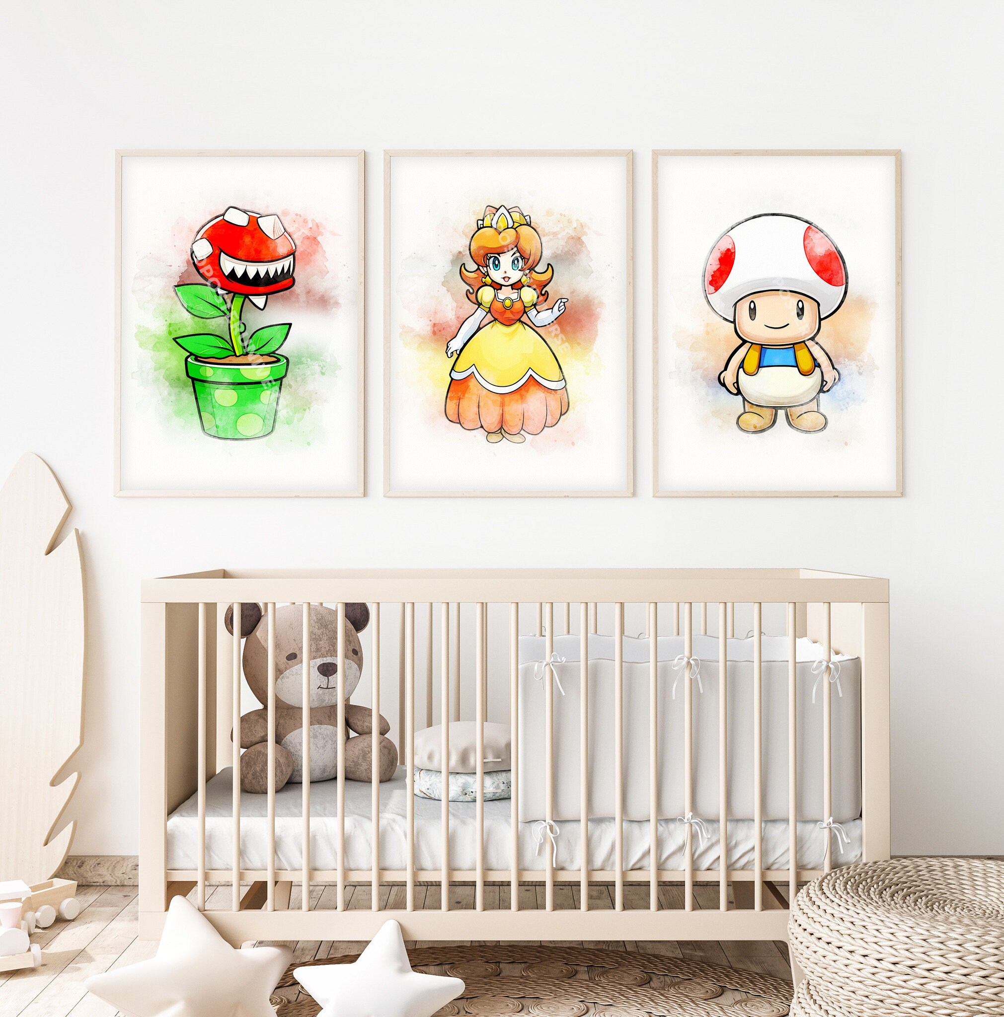 Set of 9 Super Mario Bros Character Watercolor Painting - Etsy