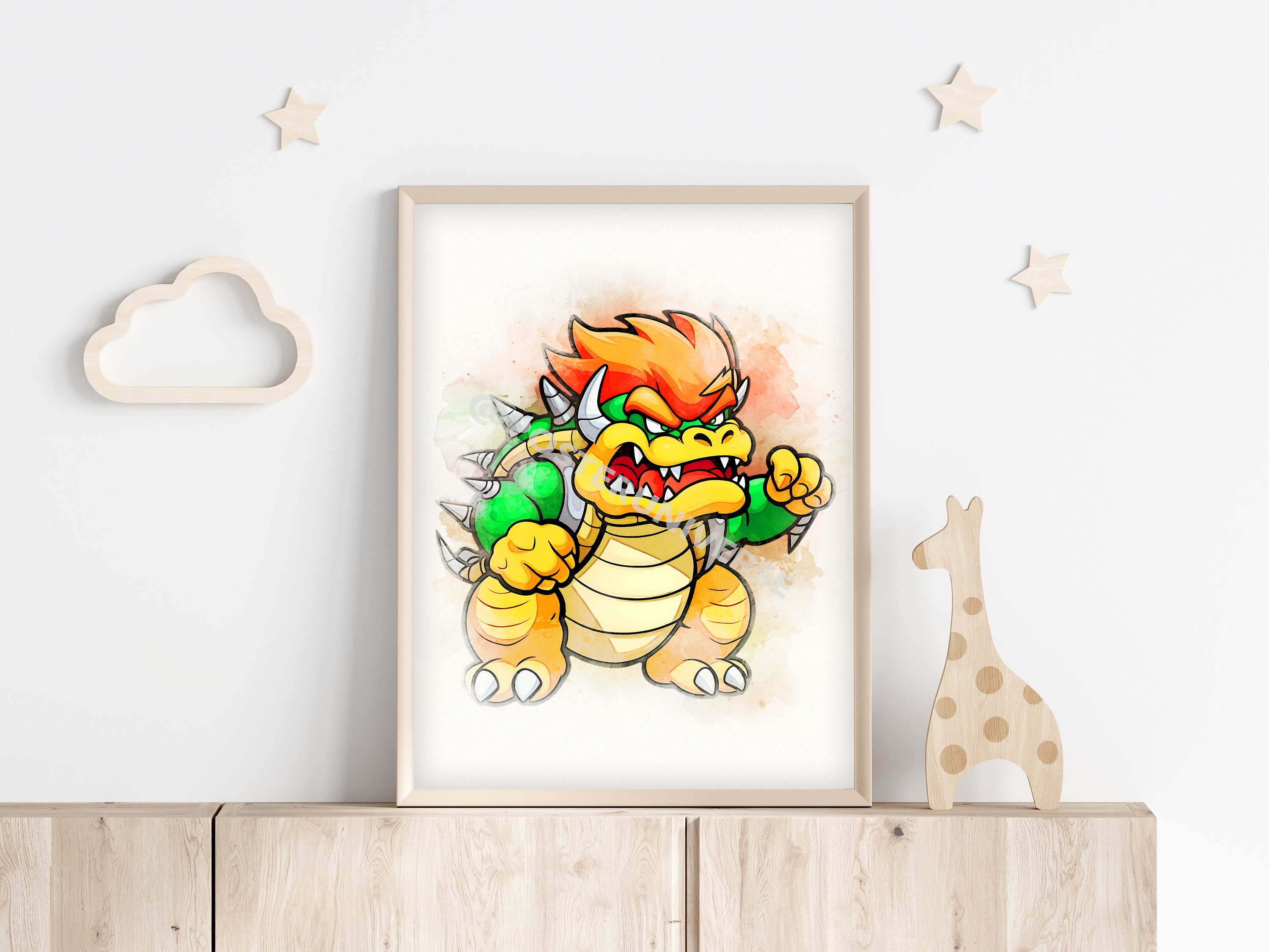 Set of 6 Nursery Super Mario Posters Watercolor Wall Art, Super Mario ...