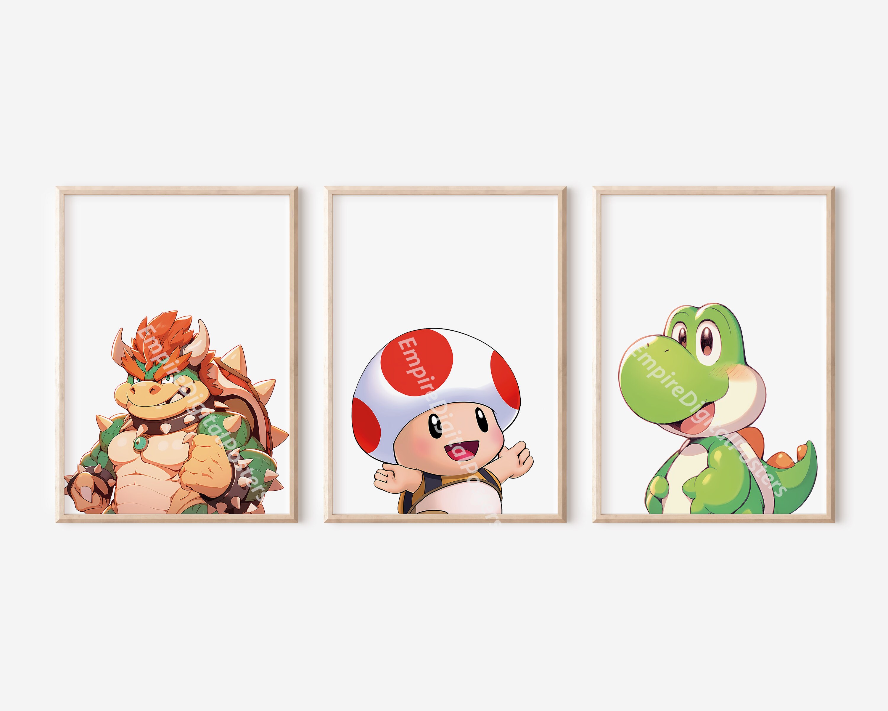9 Cartoon Mario Posters Digital Download, Prints for Kids, Mario and Luigi, Mario Clipart ...