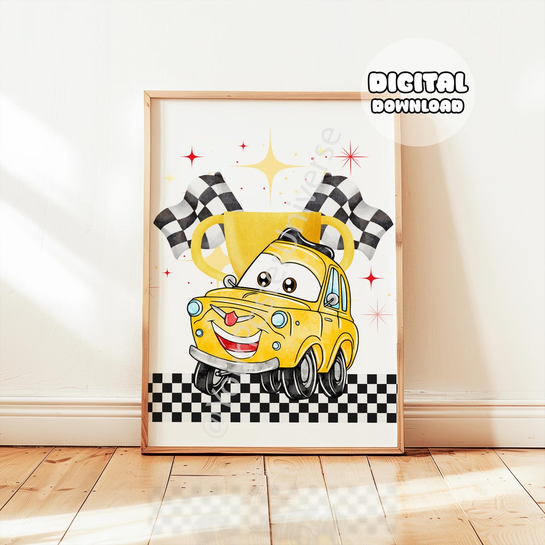 Racing Luigi Cars Poster - Drawing Cars Trophy Wall Art Nursery Decor ...