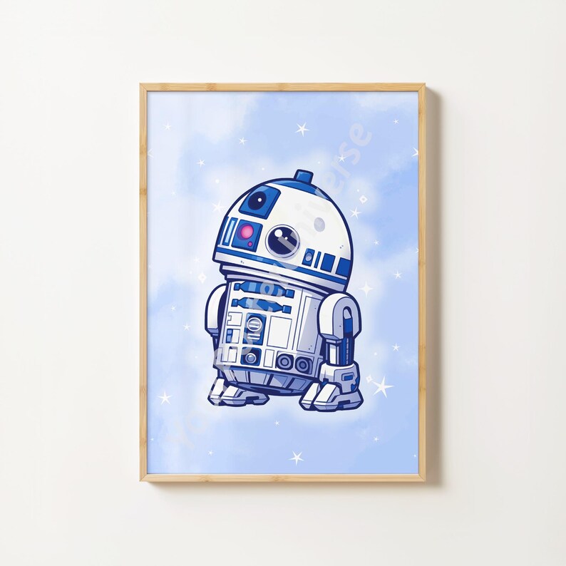 Cartoon Chibi Star Wars Poster - R2-D2 Droid Print, Digital Print, Gift ...