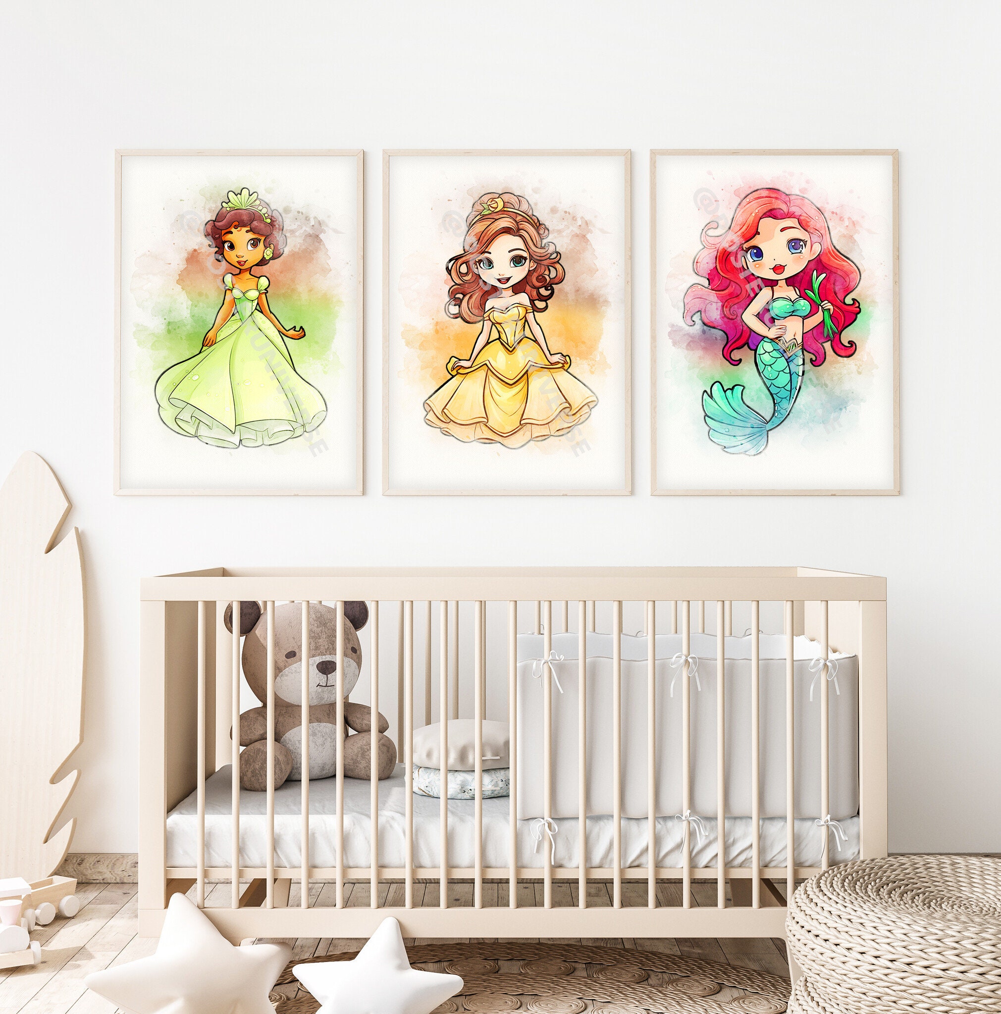 Popular Princesses Poster Art - Princess Clipart, Nursery Prints, Kids ...