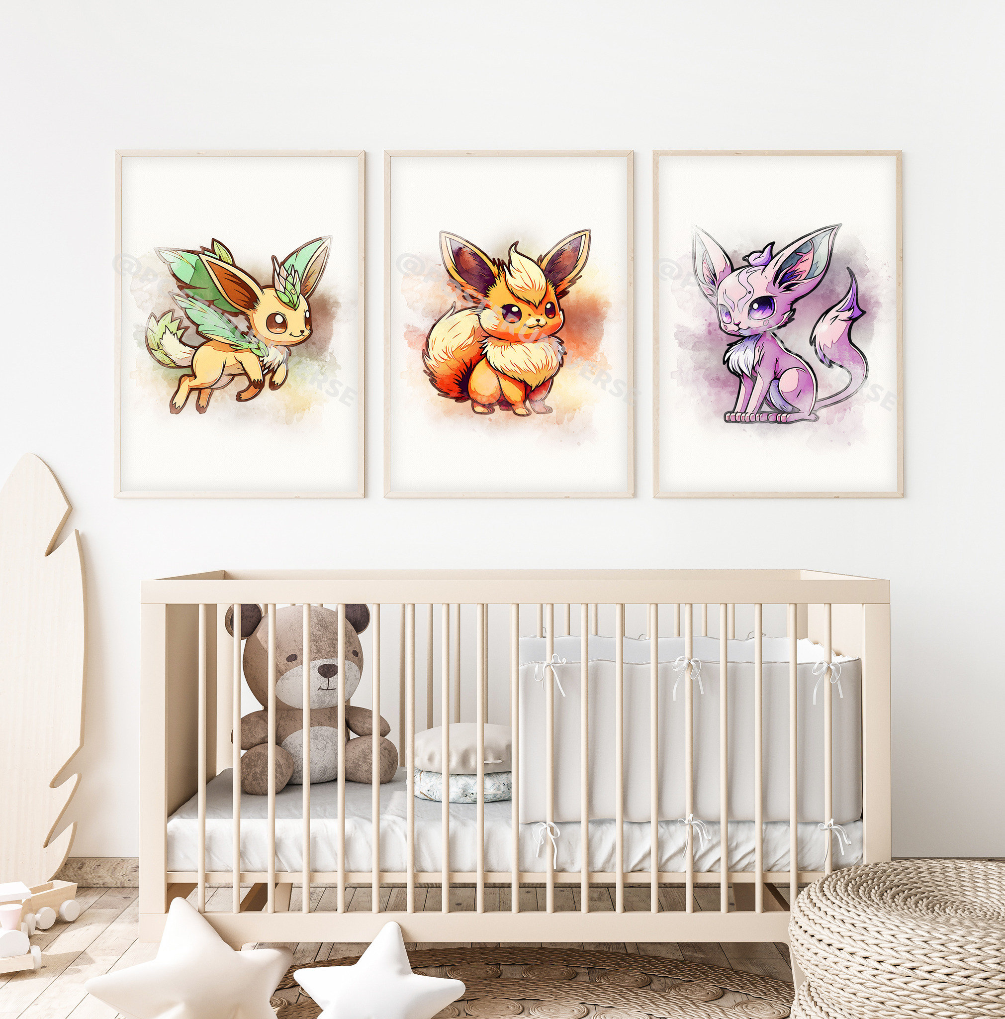 Poster Set of Eevee Evolution Pokemons Gift, Pokemons Clipart, Birthday ...