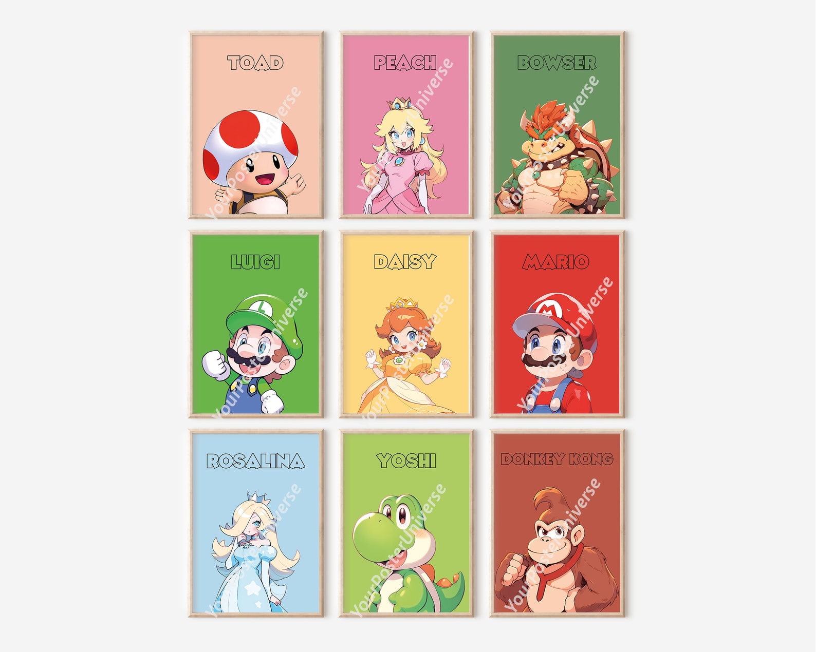 9 Super Mario Bros Wall Art - Colorful Posters, Nursery Decor, Kids ...