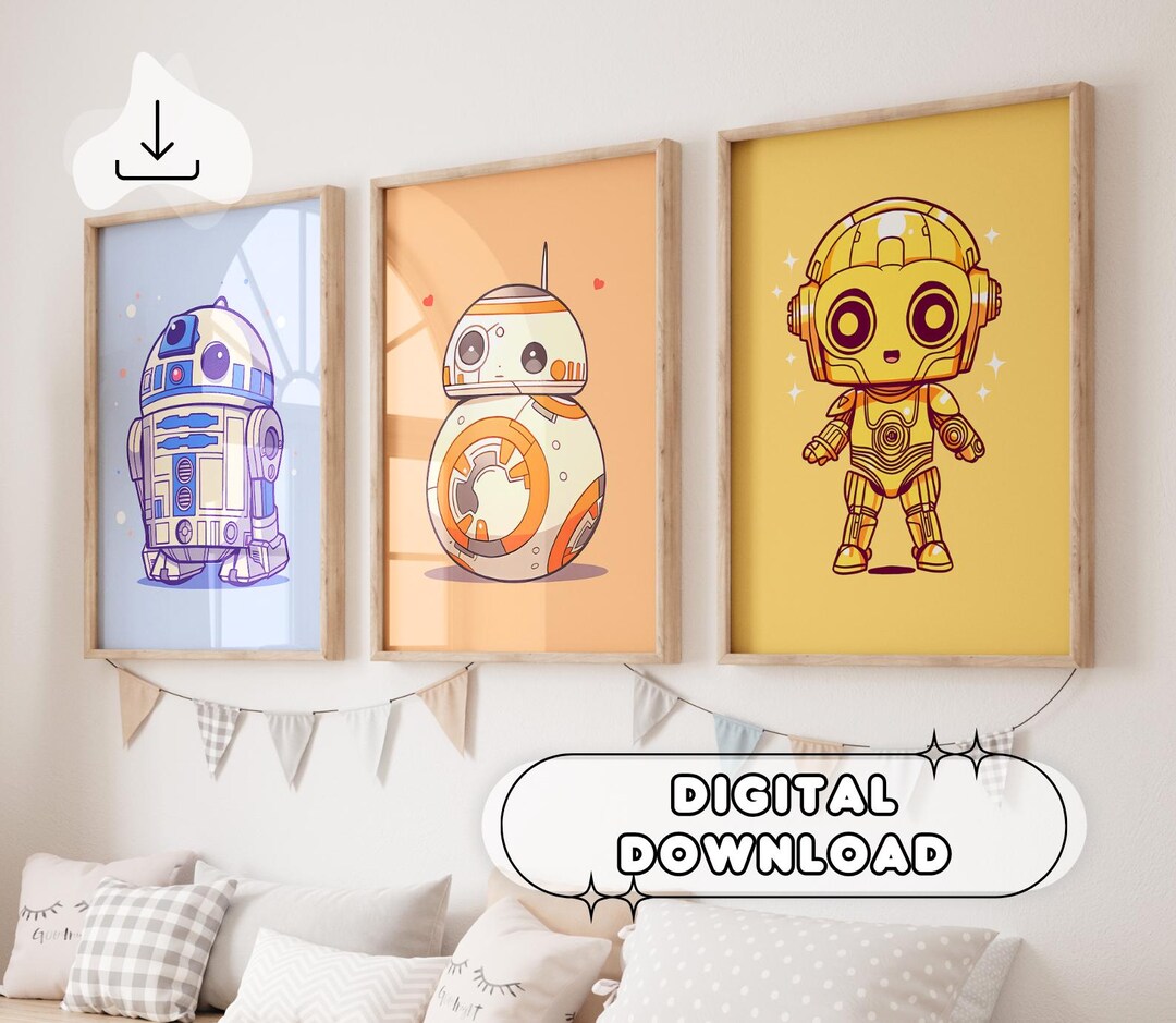 Cartoon Star Wars Droids Posters - Birthday Gift, Star Wars Wall Art ...