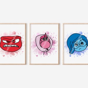 Set of 9 Inside Out 2 Characters - Wall Decor, Emotions Poster Set ...