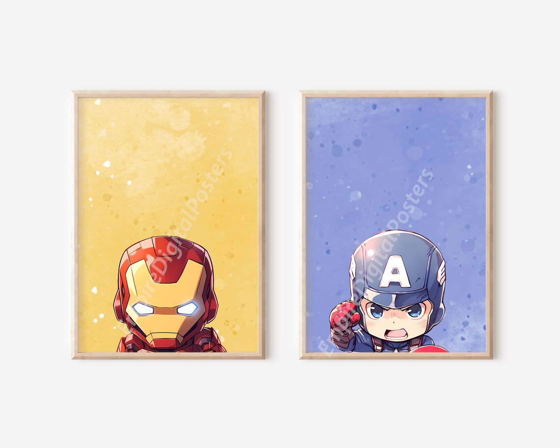 Set of 6 Watercolor Superheros Wall Art - Nursery Prints, Kids Wall ...