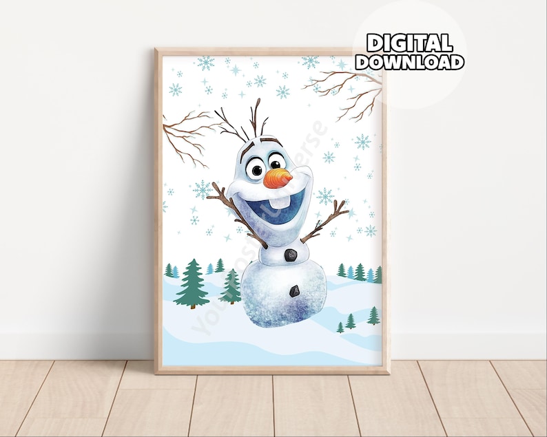 Nursery Frozen Posters - New Born Gift, Frozen Wall Art, Drawing Olaf ...