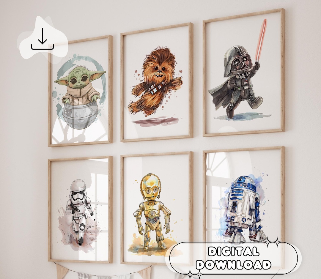 Set of 6 Drawing Star Wars Posters - Star Wars Wall Art, Star Wars ...