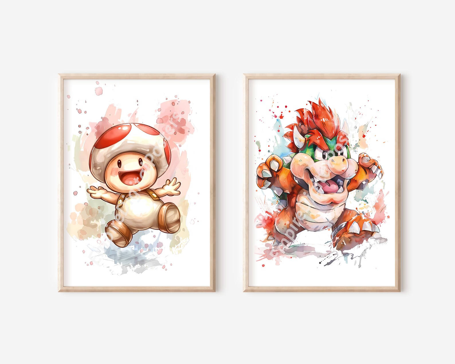 6 Super Mario Posters - Watercolor Mario Wall Art, Prints for Kids ...