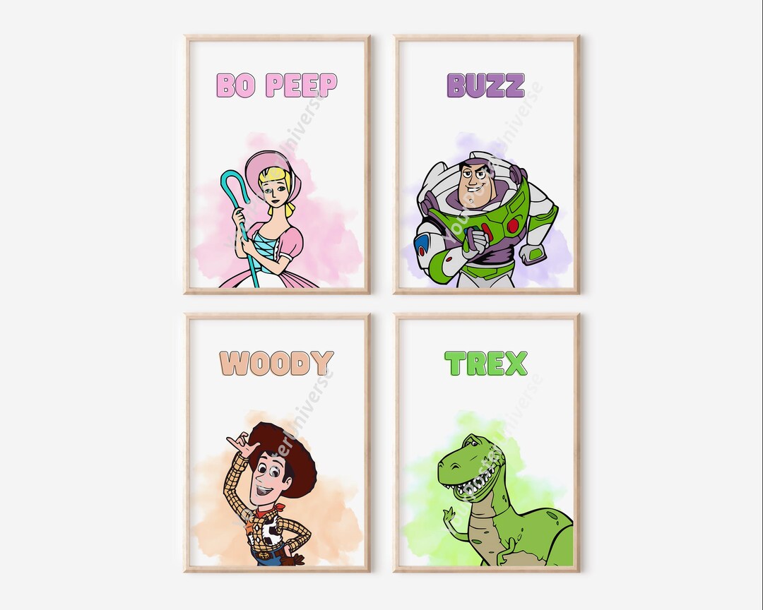 4 Watercolor Toy Story Posters - Prints for Kids, Nursery Room ...