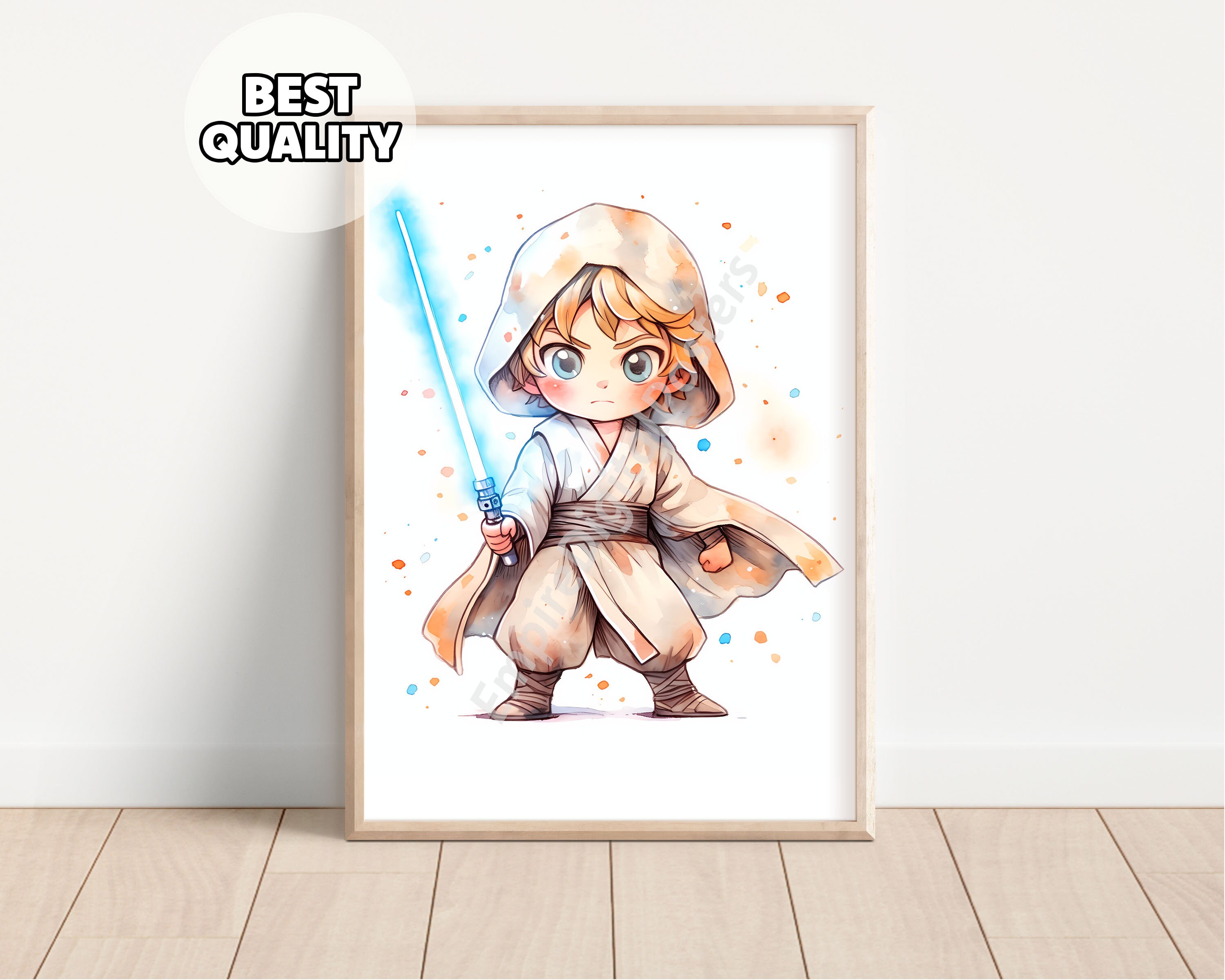 Cute Drawing Luke Skywalker Poster - Star Wars Wall Art, Nursery Decor ...
