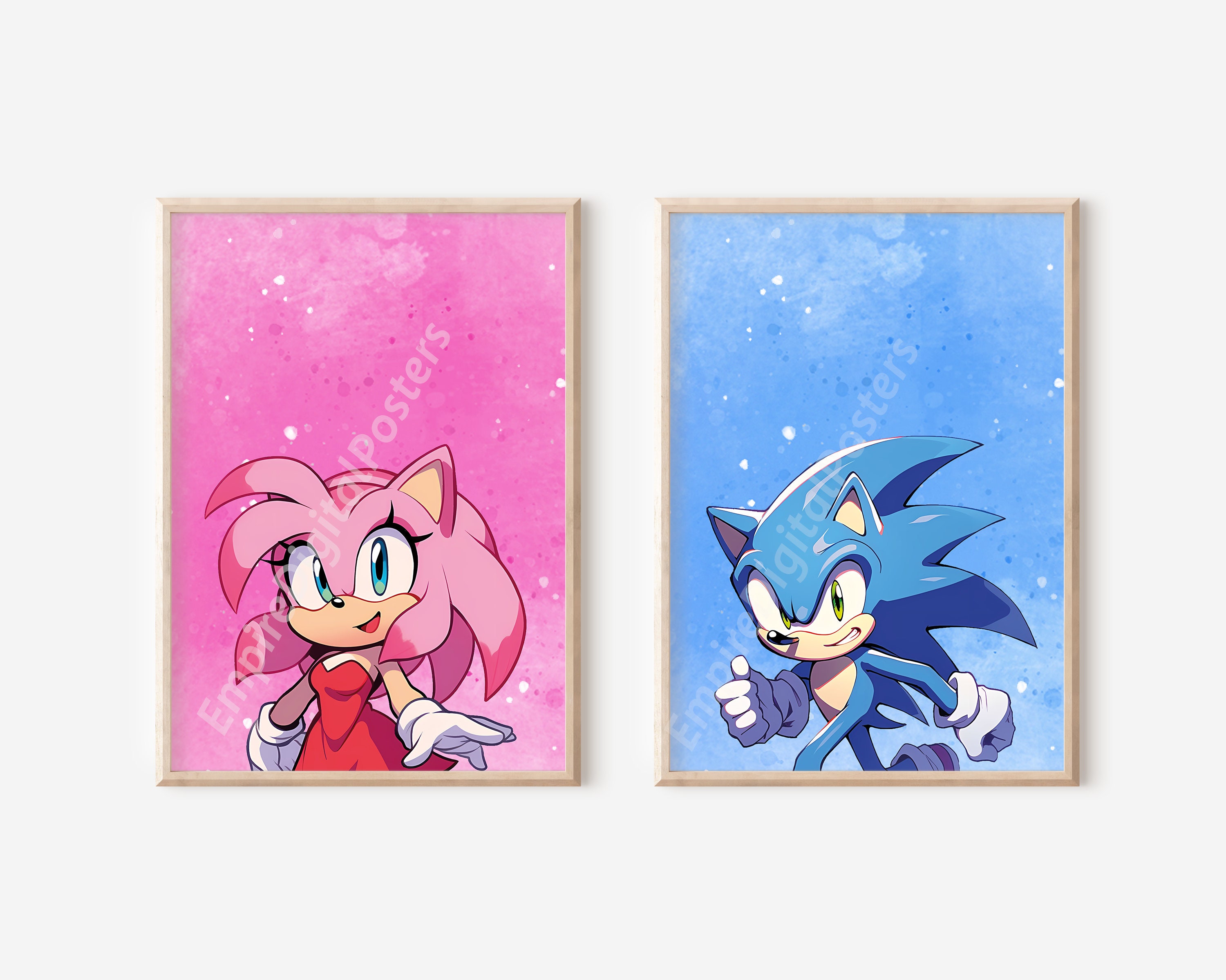 6 Full Watercolor Sonic Posters Wall Decor, Kids Room Decor, Gift for ...