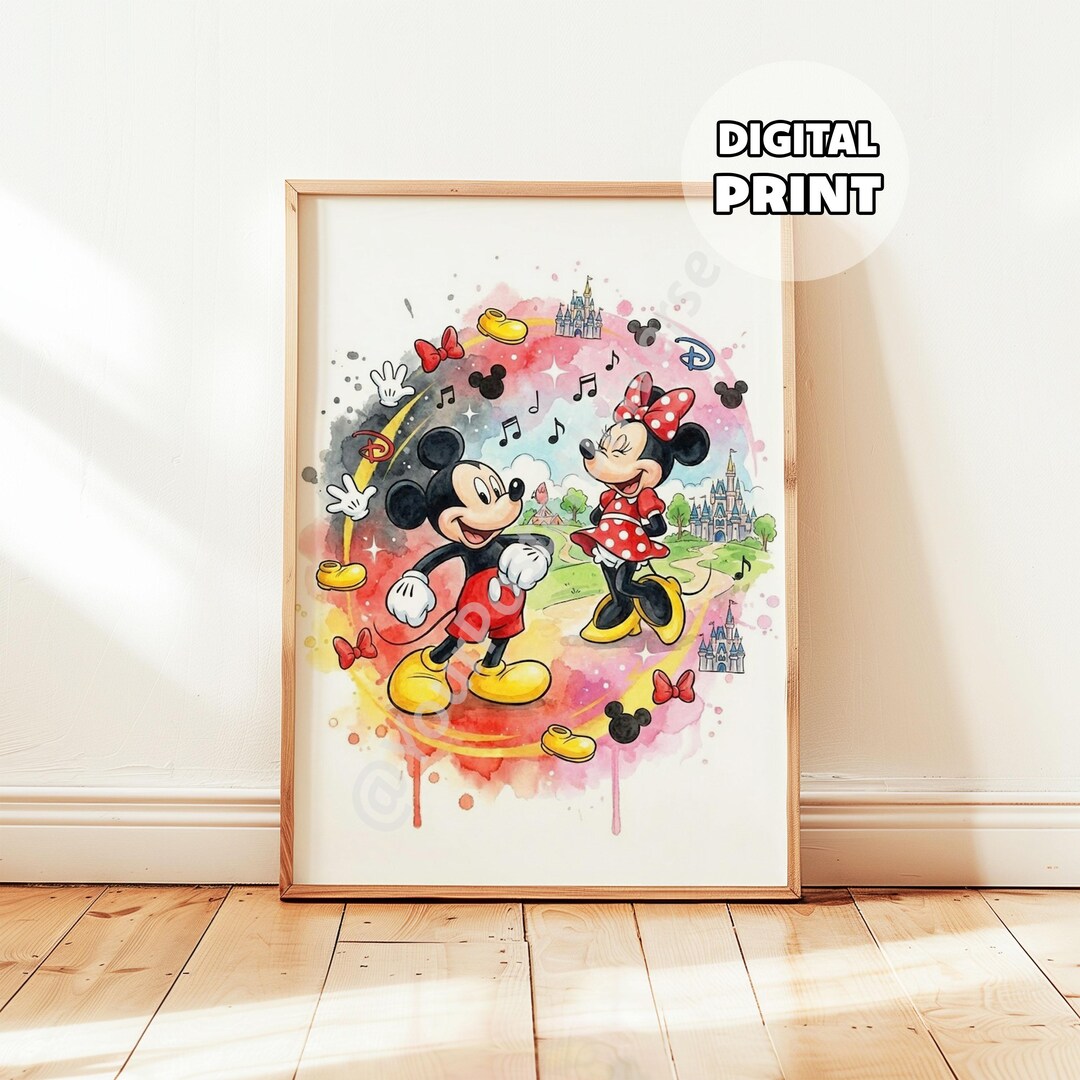 Hand-drawing Mickey & Friends Print - Chibi Mickey and Minnie, Mouses ...