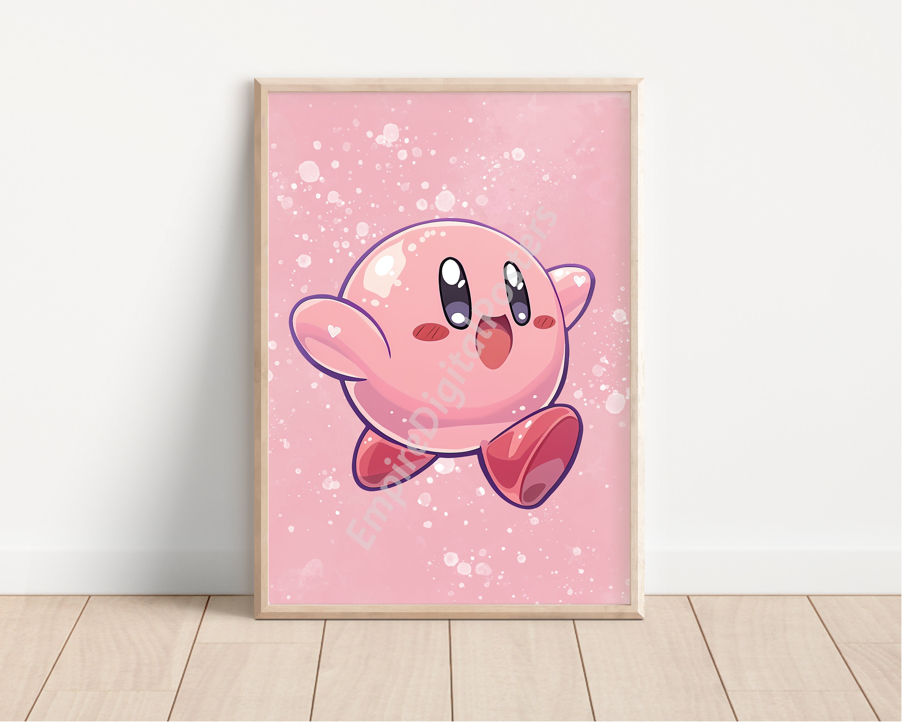 Set of 2 Kirby Poster - Pink Watercolor Painting, Nursery Decor, Gift ...