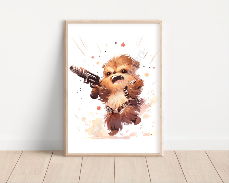 Custom Chewbacca Poster Set - Drawing Star Wars Wall Art, Personalized ...
