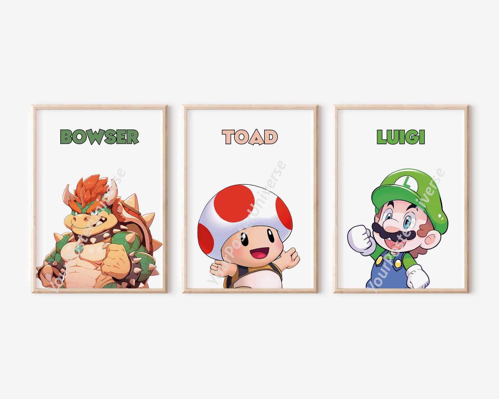 Set of 9 Super Mario Posters Mario Wall Art, Nursery Decor, Mario and ...