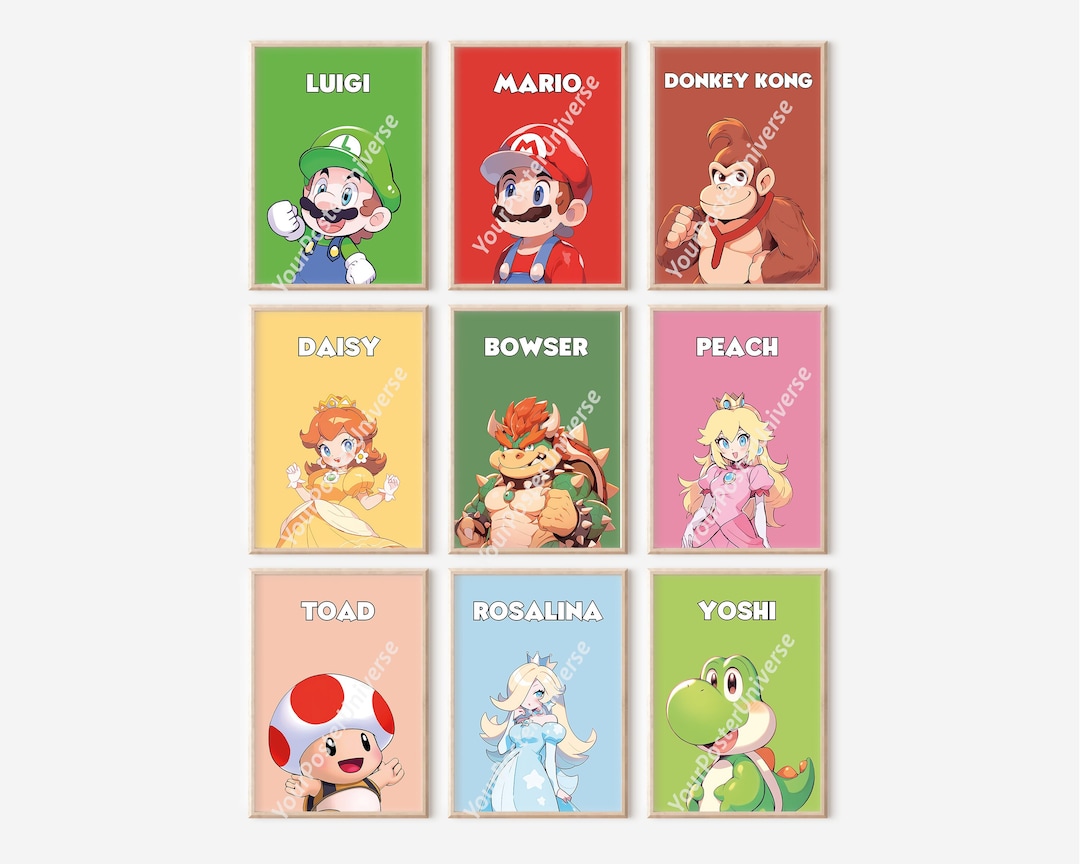 Cartoon 9 Super Mario Bros Wall Art - Colorful Posters, Nursery Decor ...