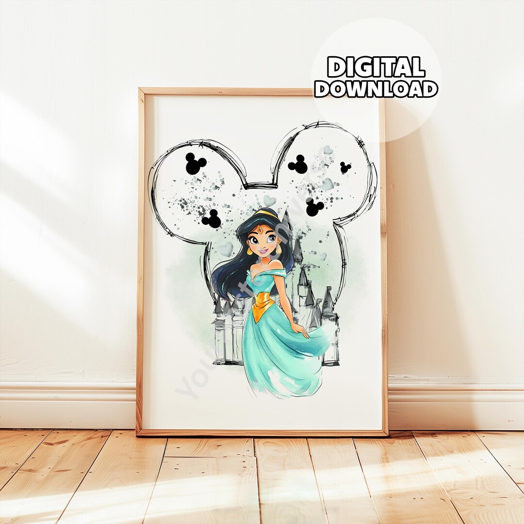Drawing Princess Jasmine Poster - Princess Fairy Tale, Mickey Ears ...