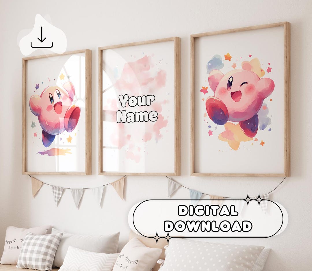 Set of 3 Personalized Kirby Poster - Wall Decor, Your Name, Custom ...