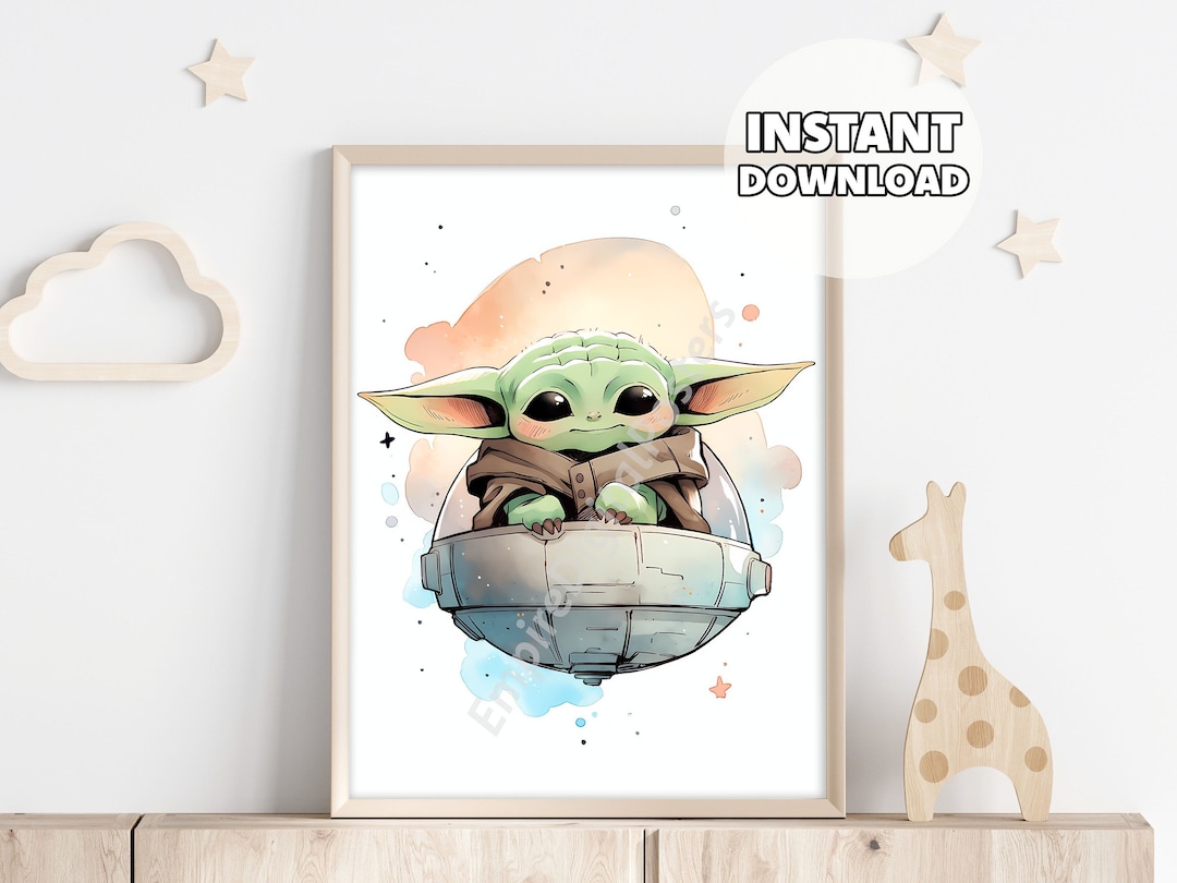 Nursery Baby Yoda Star Wars Poster - Prints for Kids, Digital Download ...