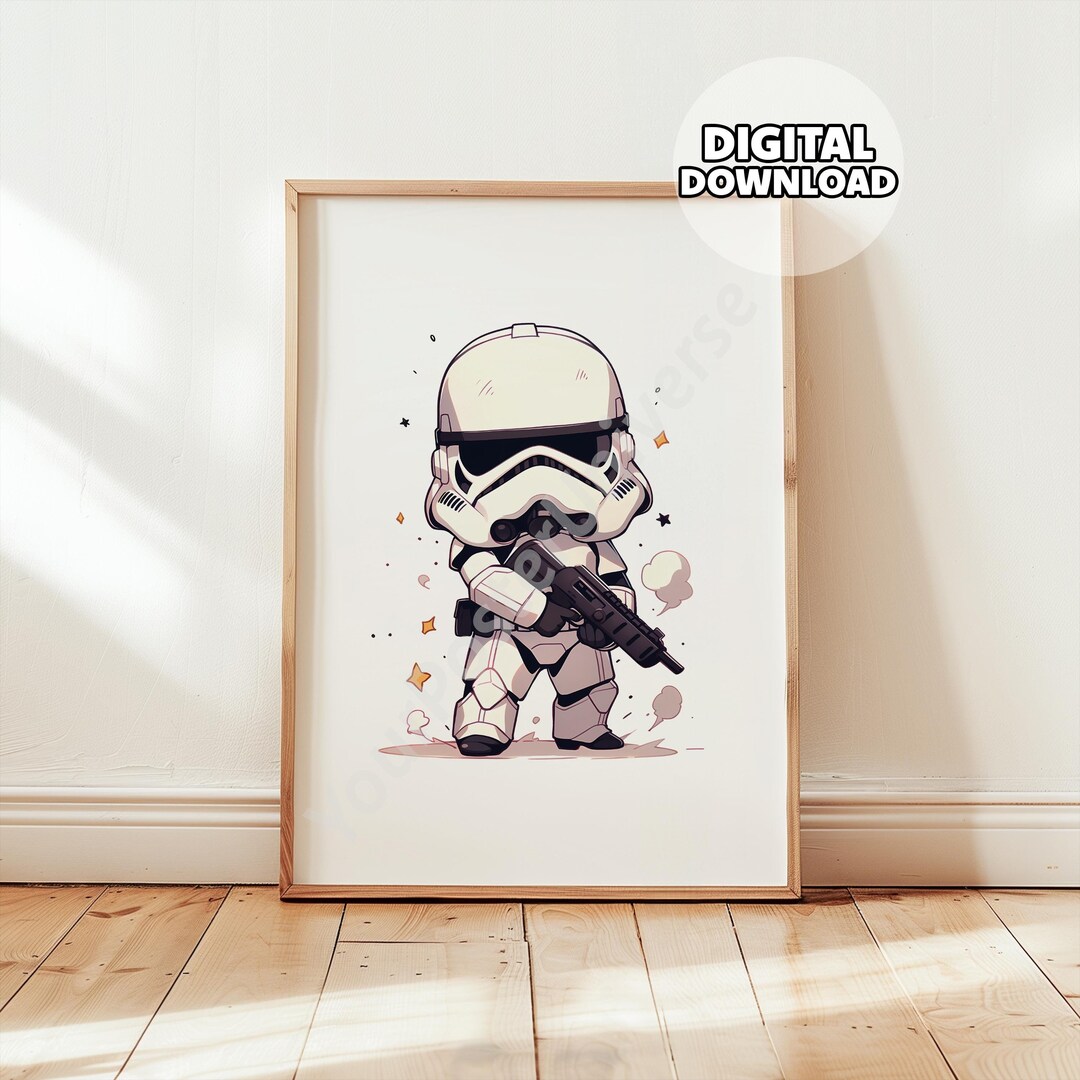 Drawing Chibi Star Wars Poster Cute Stormtrooper Print Gift For Kids