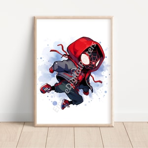 Set of 3 Spidey Watercolor Posters - Wall Decor, Chibi Style, Nursery ...