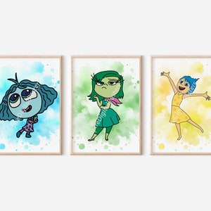 Watercolor Inside Out 2 Posters -emotions Poster Set, Nursery Decor ...