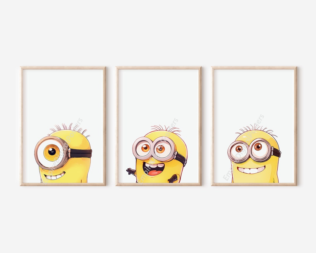 Set of 3 Minions Wall Art Minion Poster, Wall Decor, Prints for Kids ...