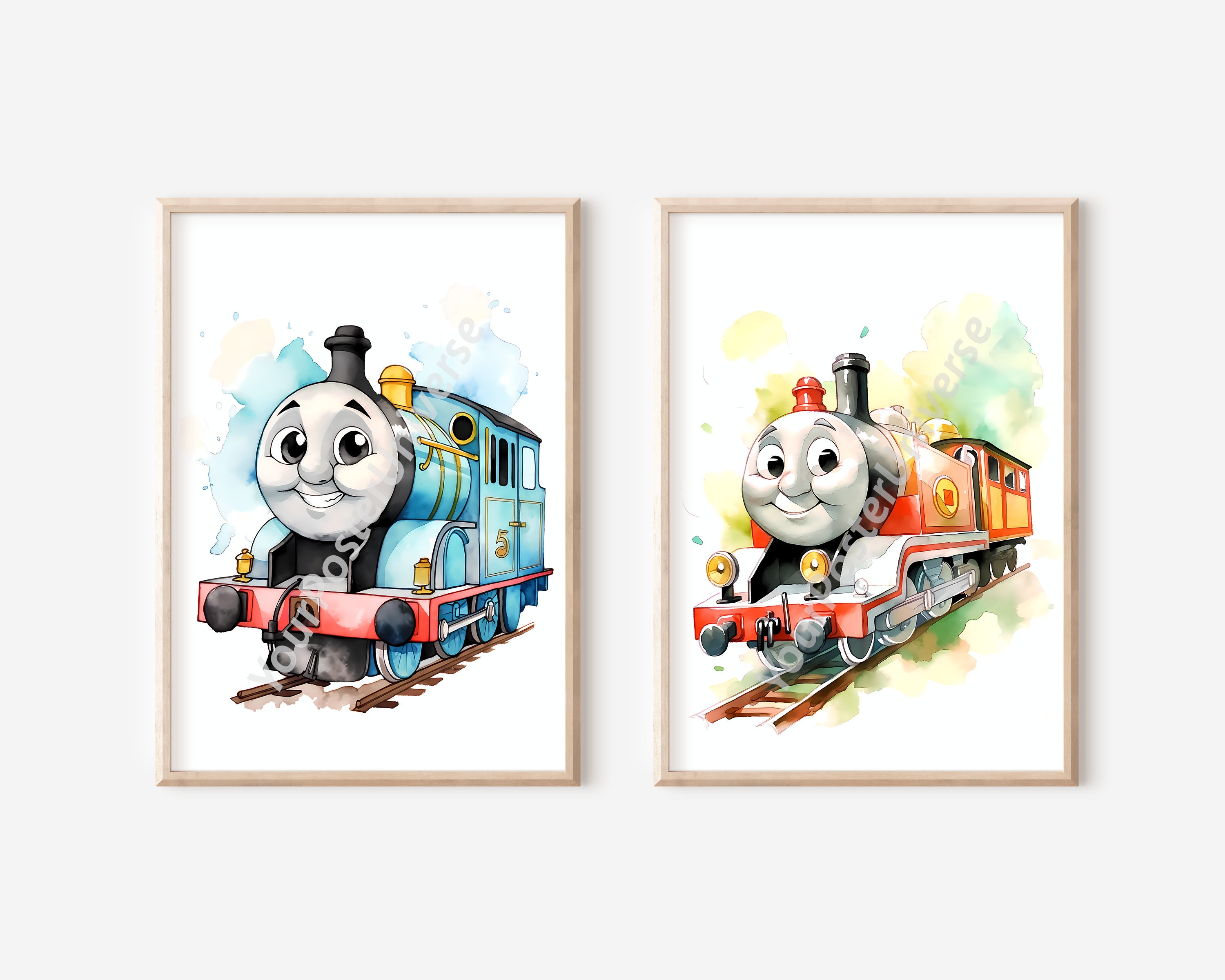 4 Watercolor Thomas and Friends Posters Wall Decor, Nursery Prints ...