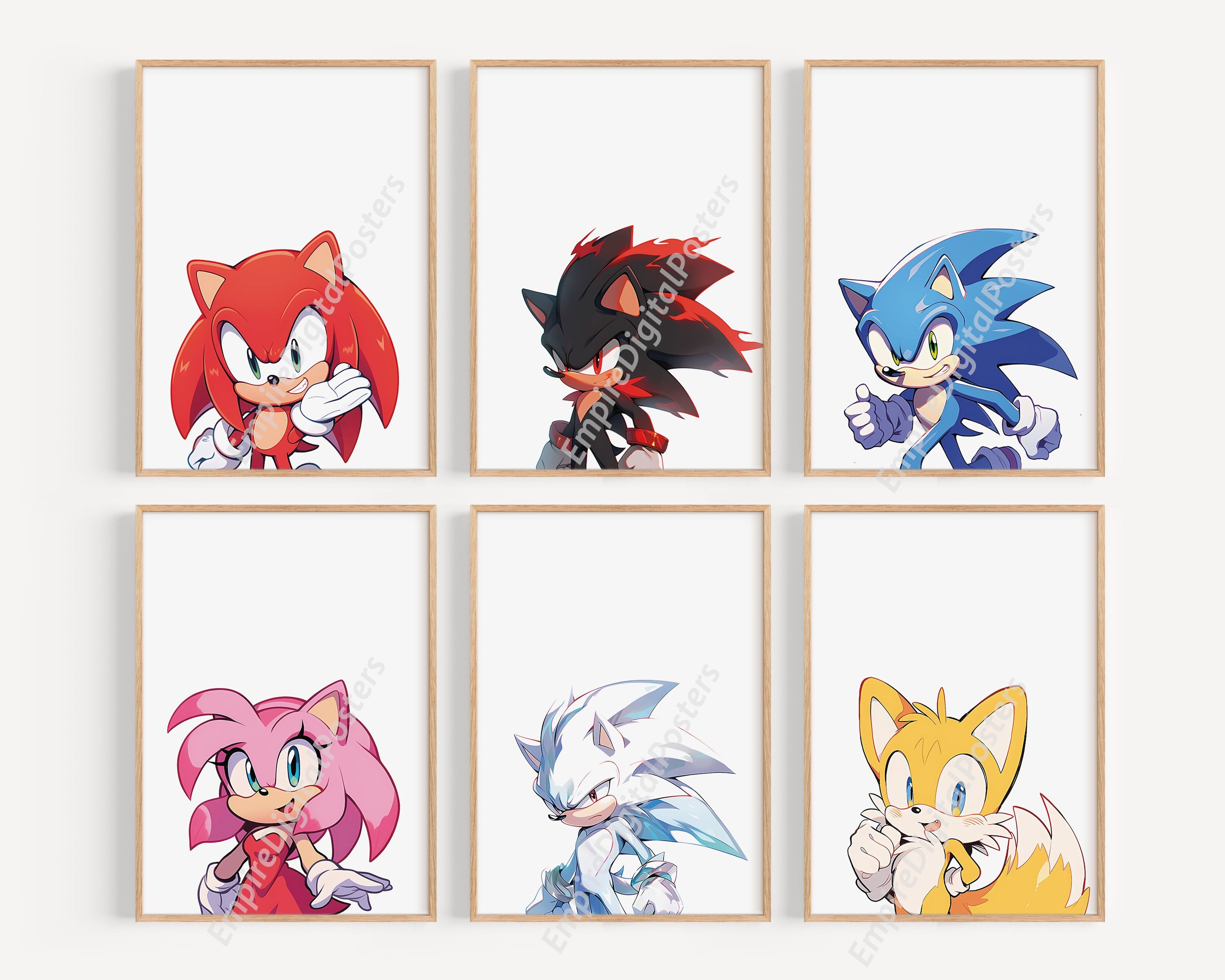 Set of 6 Sonic the Hedgehog Clipart Poster Set, Wall Decor, Prints for ...