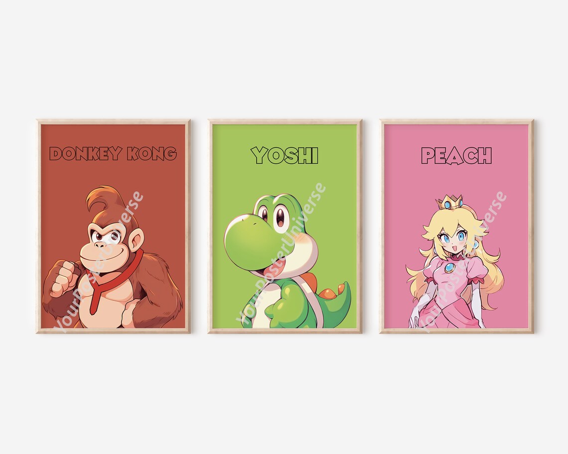 9 Super Mario Bros Wall Art Colorful Posters, Nursery Decor, Kids Room ...