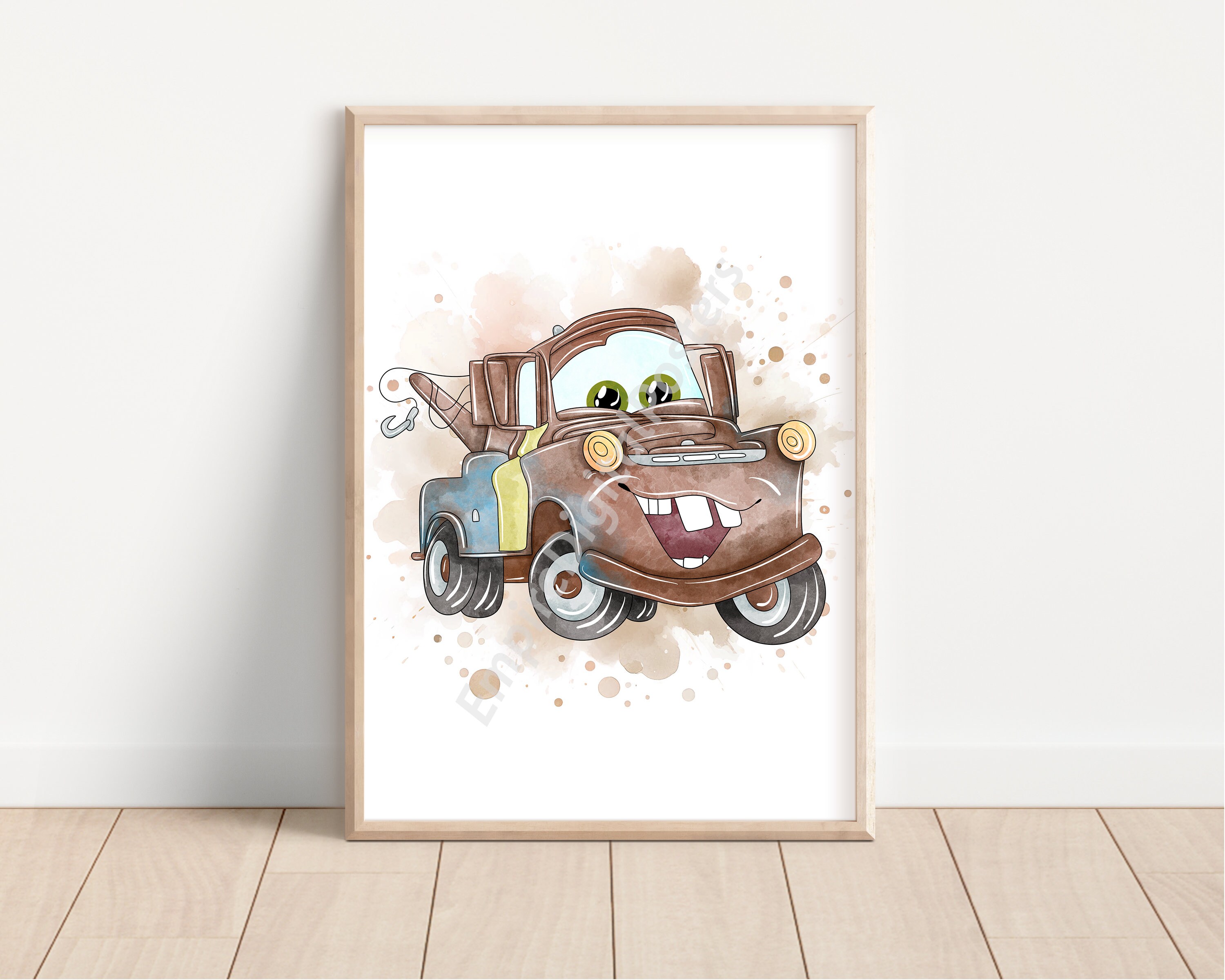 Set of 3 Watercolor Lightning Mcqueen Cars Wall Art, Kids Room Decor ...