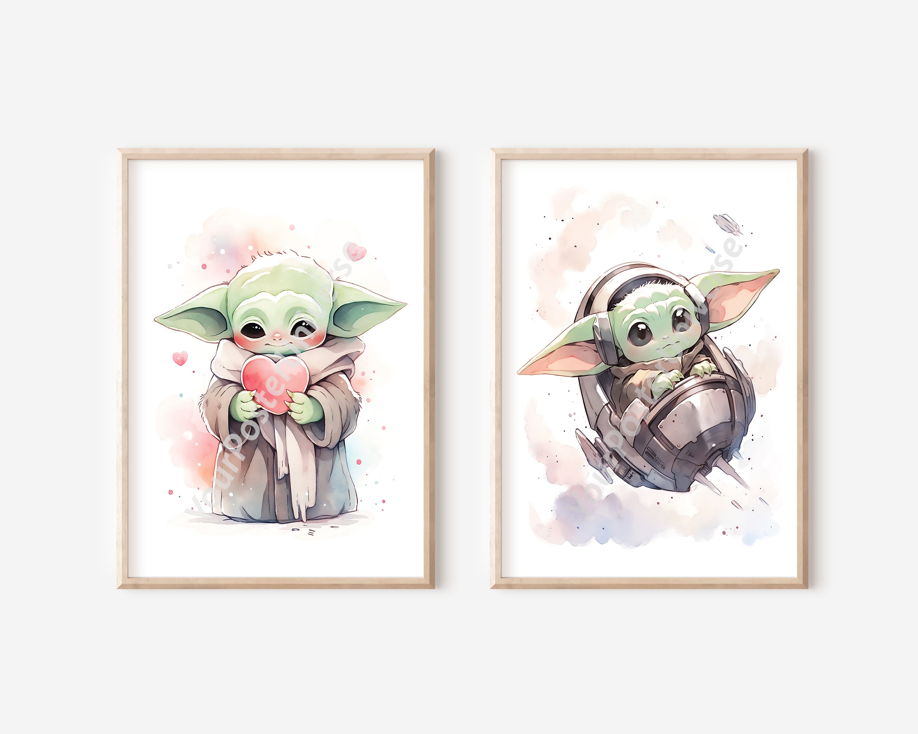 Gentle Nursery Baby Yoda Posters Digital Prints, Star Wars Wall Art ...