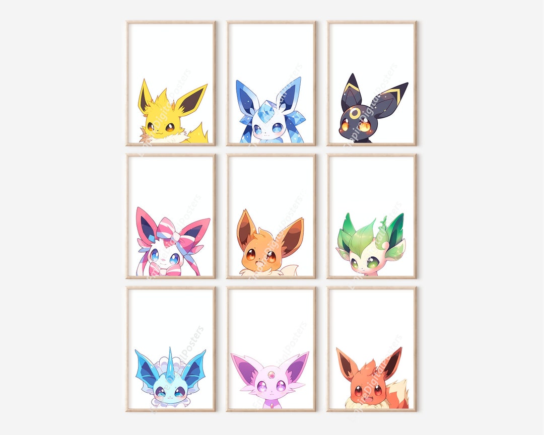 9 Minimalist Eevee Evolution Posters Wall Decor, Digital Prints ...