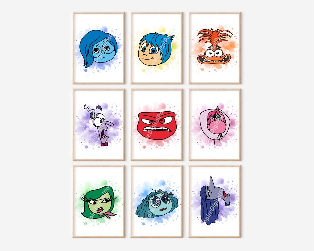 Set of 9 Inside Out 2 Characters - Wall Decor, Emotions Poster Set ...