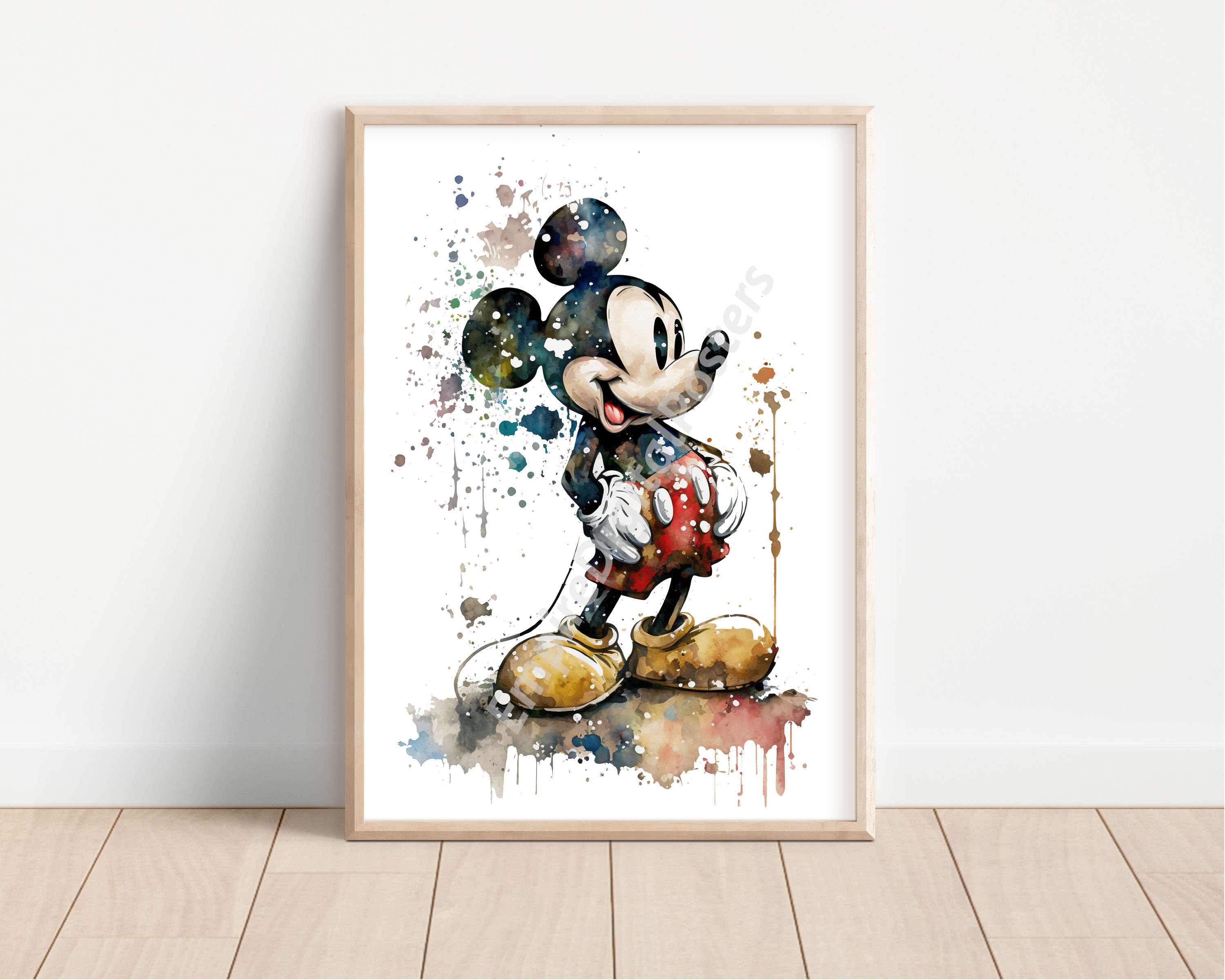 Watercolor Mickey and Minnie Poster - Watercolor Painting, Wall Decor ...