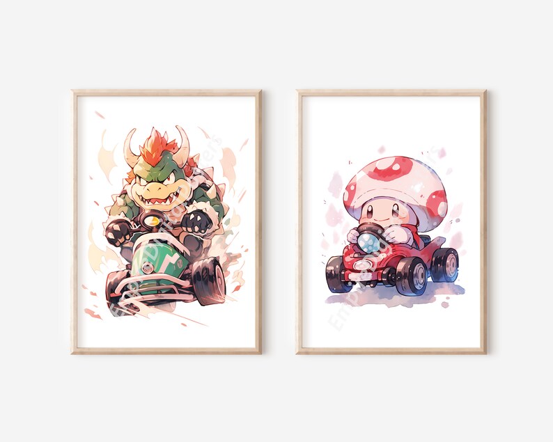 Set of 6 Mario Kart Posters Wall Decor, Mario and Luigi, Super Mario ...