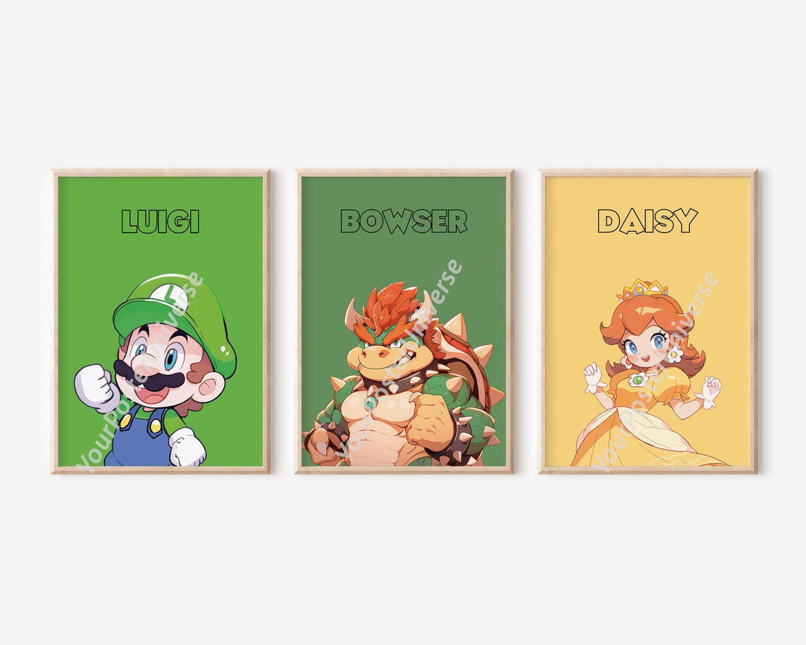 9 Super Mario Bros Wall Art Colorful Posters, Nursery Decor, Kids Room ...