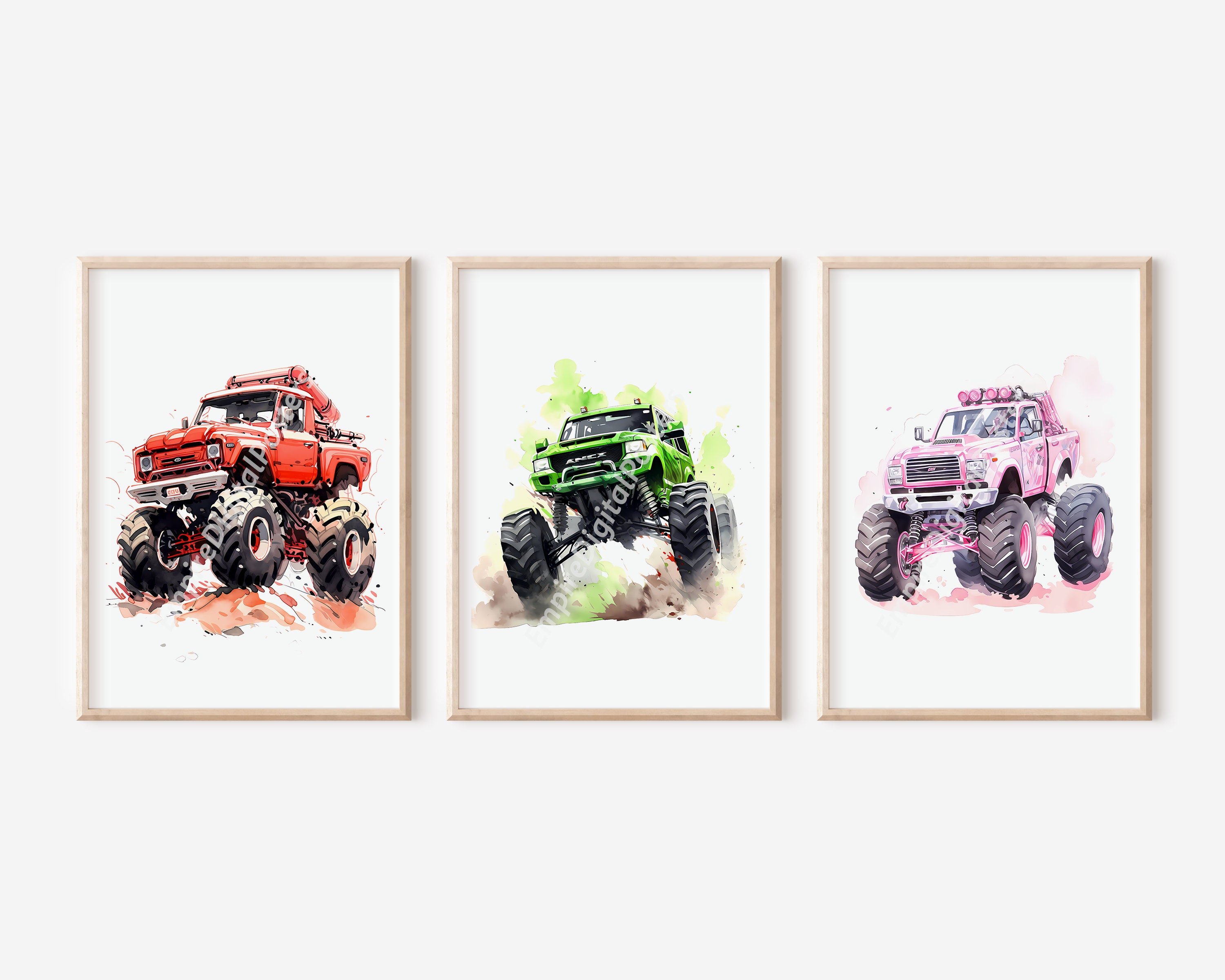 Set of 9 Monster Truck Posters Wall Decor, Boys Room, Monster Truck ...