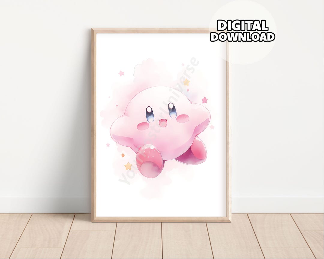 Watercolor Kirby Poster - Nursery Kirby Poster, Baby Shower, Kids Room ...