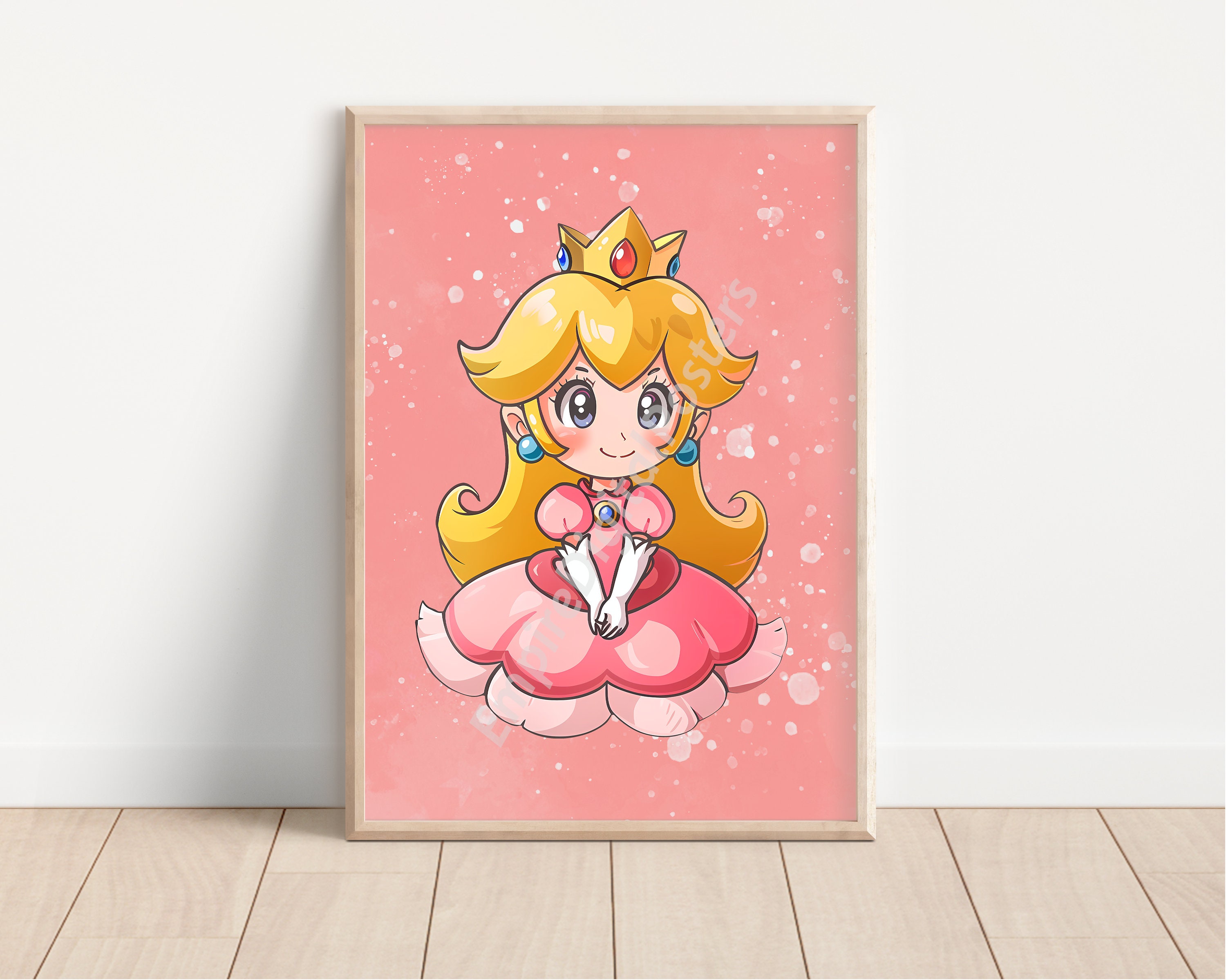 Chibi Super Mario Princesses Posters Digital Print, Watercolor Poster ...