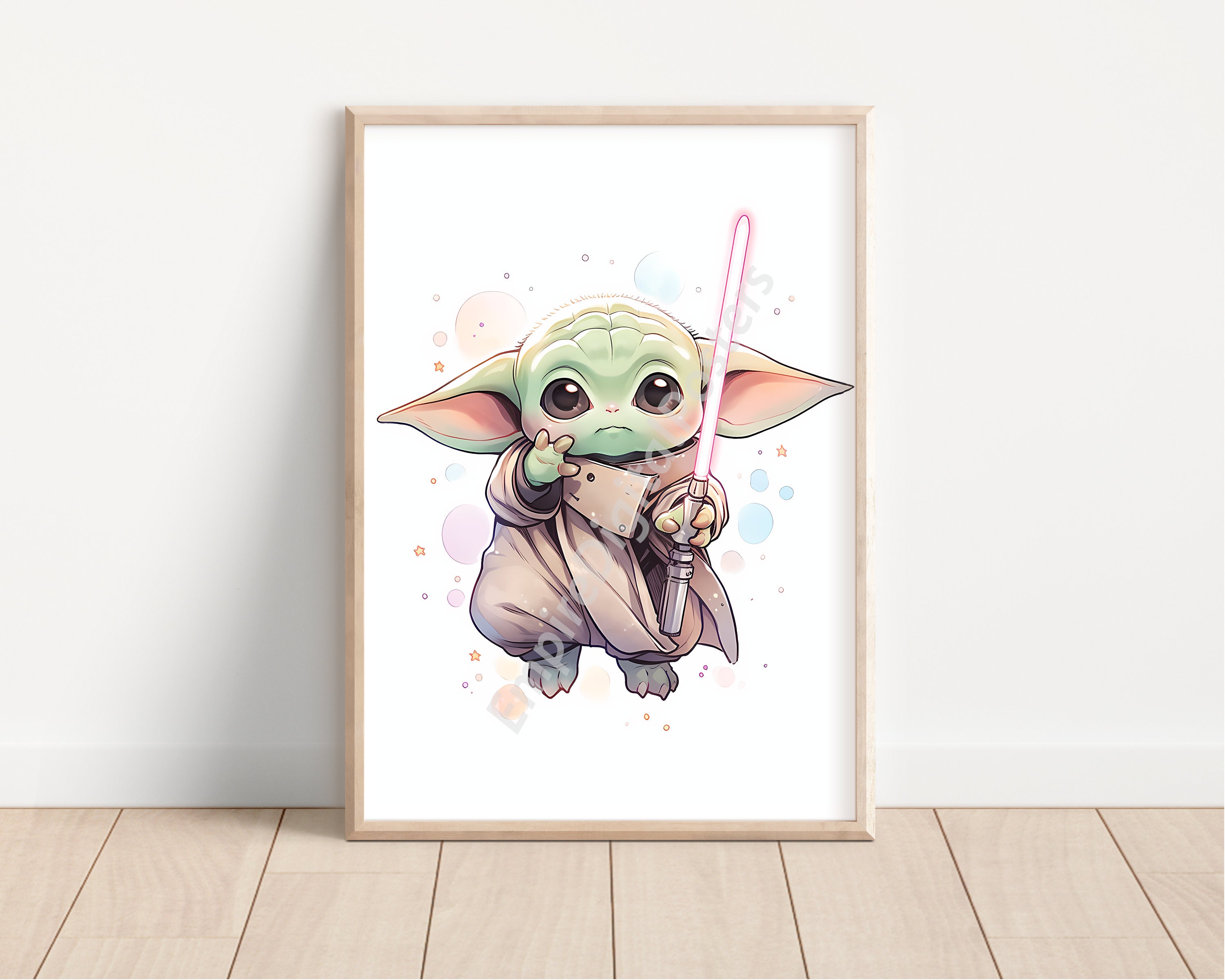 Set of 3 Baby Yoda Posters Digital Print, Wall Art, Nursery Decor ...
