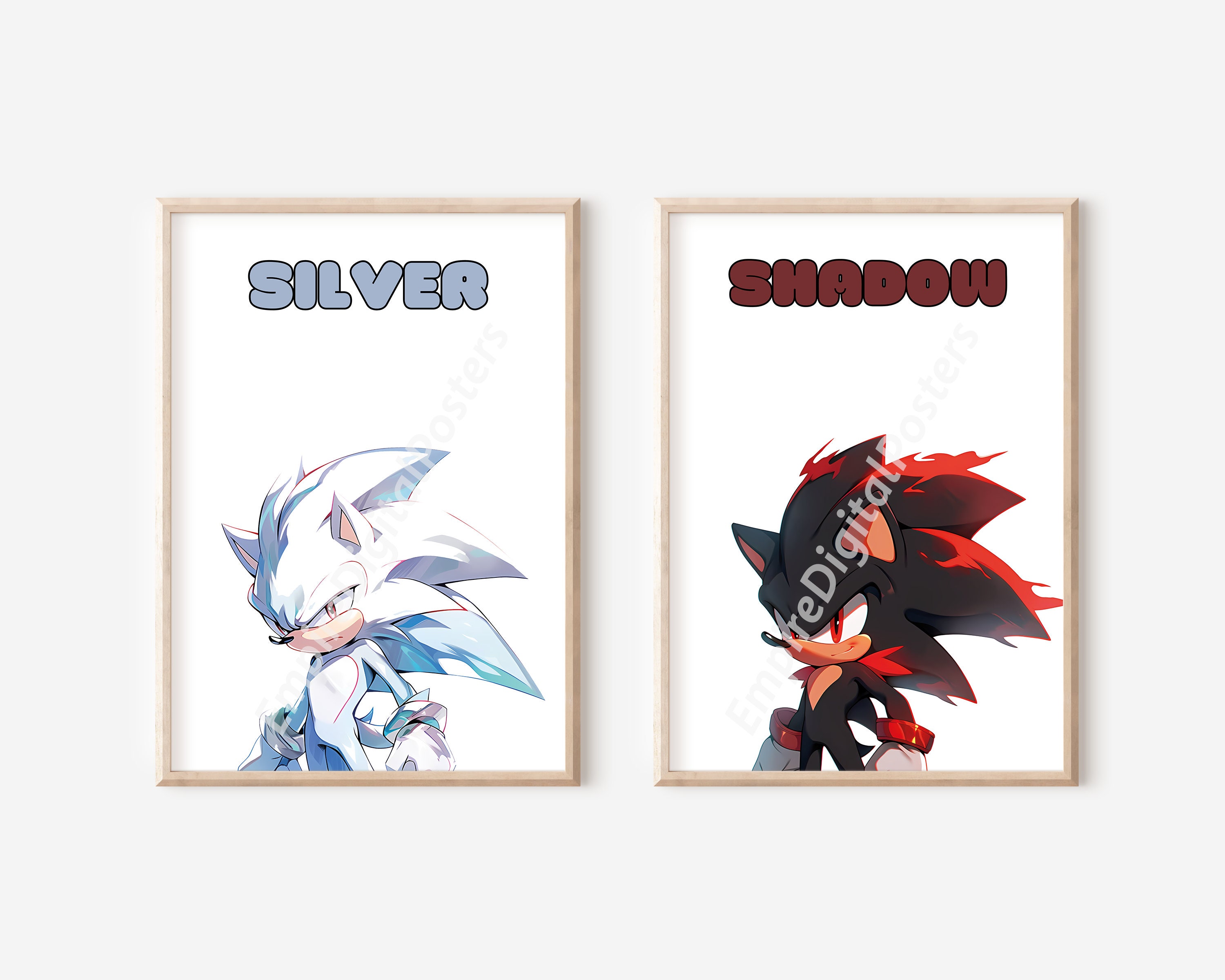 Cartoon Sonic Poster Set - Digital Print, Kids Room Decor, Sonic Gift ...