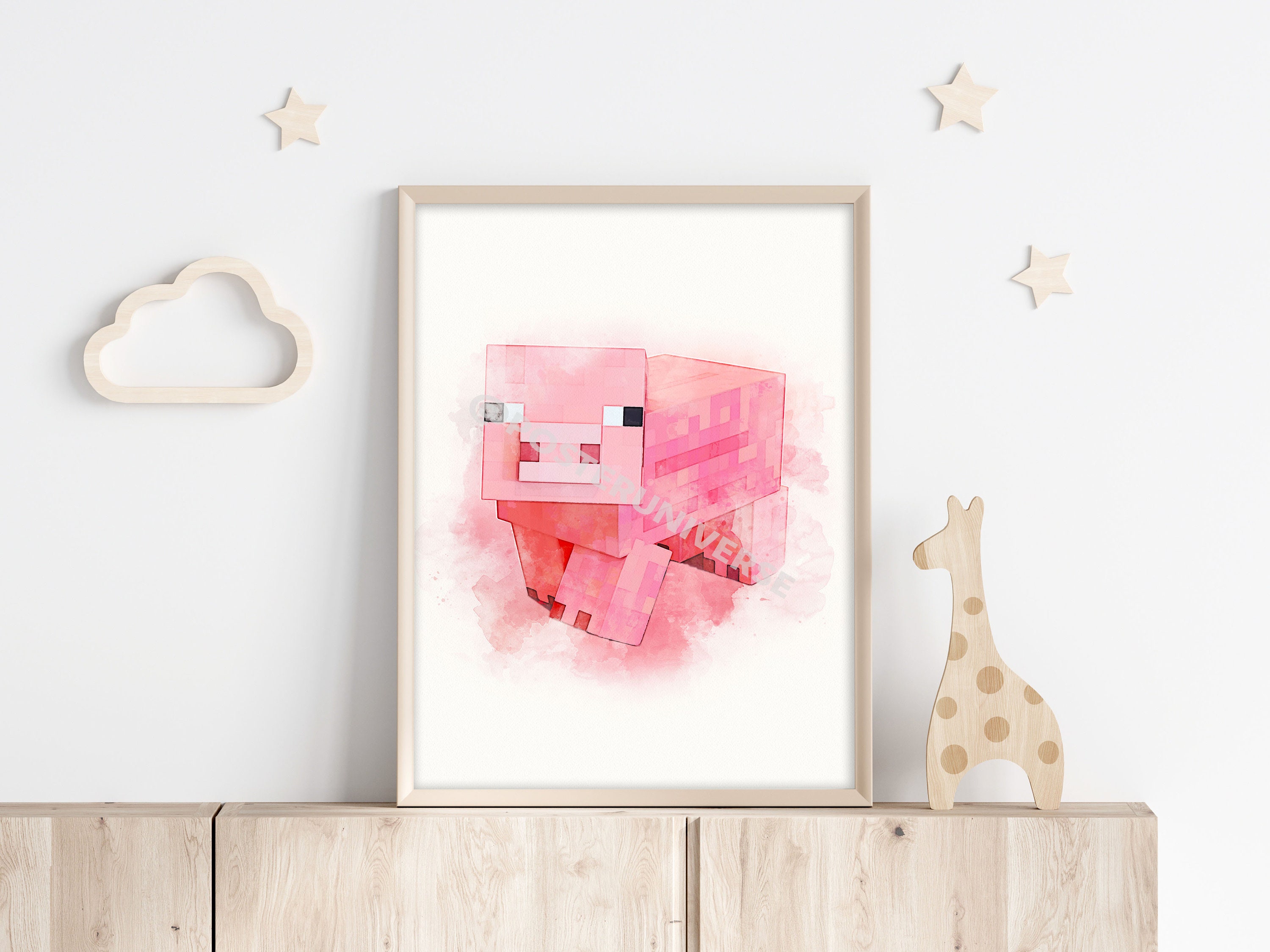 Minecraft Watercolor Poster Set Boys Prints, Gift for Kids, Minecraft ...