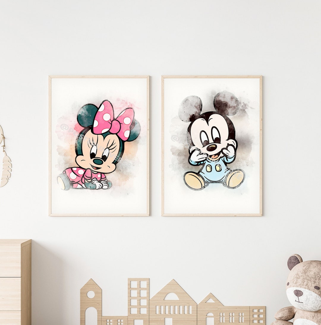 Baby Mickey and Minnie Mouse Poster Set, Printable Wall Art, Nursery ...