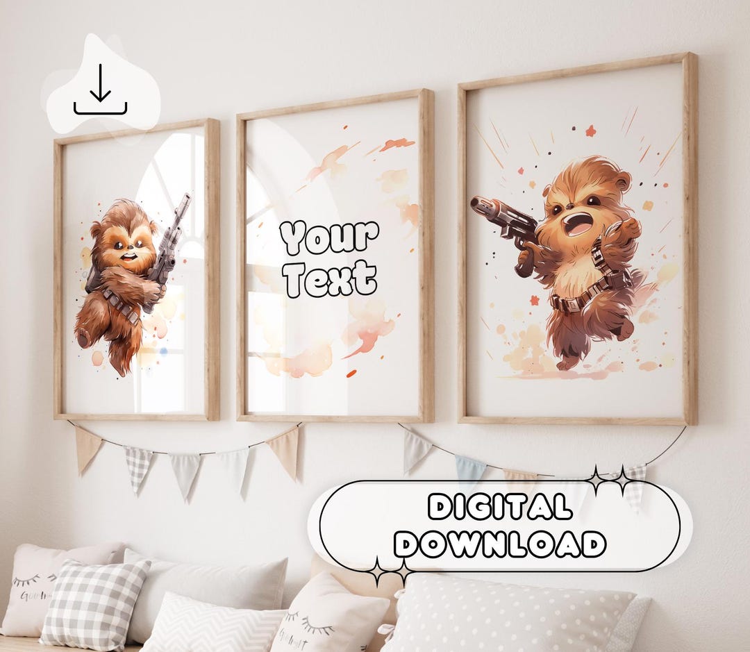 Custom Chewbacca Poster Set - Drawing Star Wars Wall Art, Personalized ...