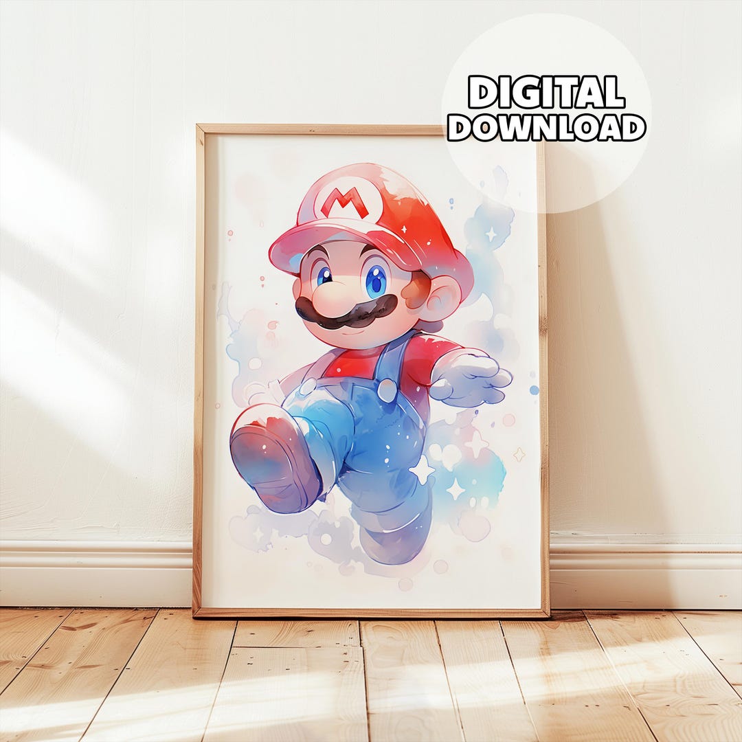 Drawing Super Mario Bros Poster - Mario and Luigi, Prints for Kids ...