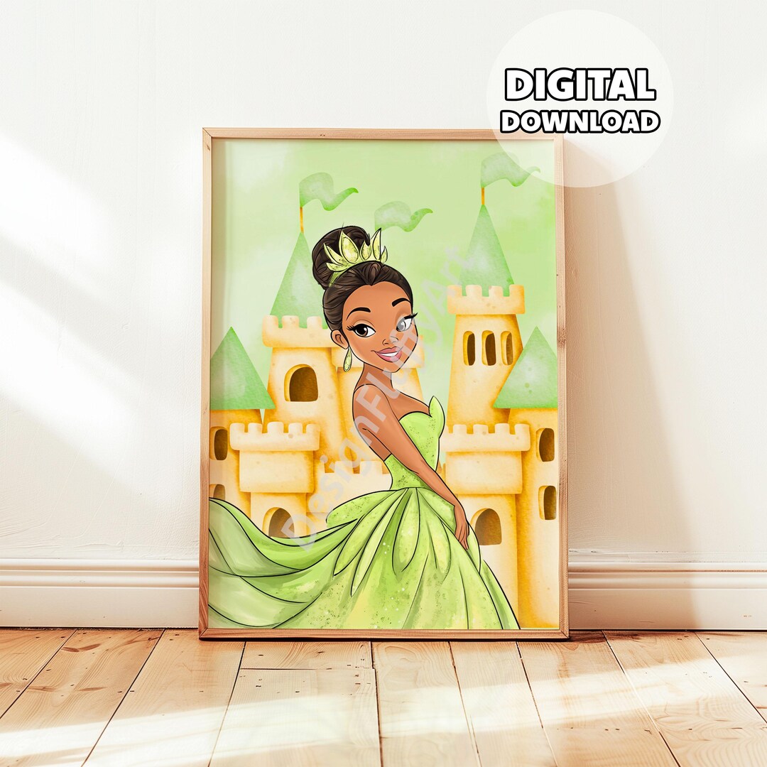 Princess Tiana Digital Poster, Printable Fairytale Princess Wall Art ...